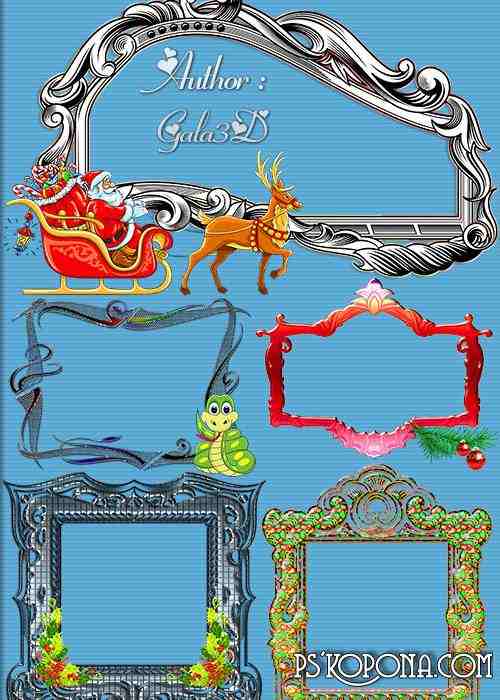 Frames PSD for creative work with flowers and butterflies on a ...