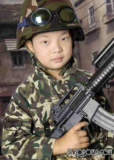 Children's template for Photoshop - The platoon leader