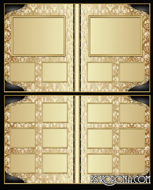 Photobook template psd universal - Gold patterns » Photo album PSD ...