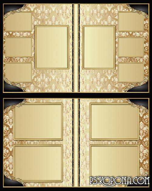 Photobook template psd universal - Gold patterns » Photo album PSD ...