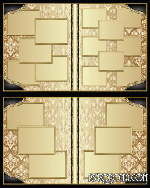 Photobook template psd universal - Gold patterns » Photo album PSD ...