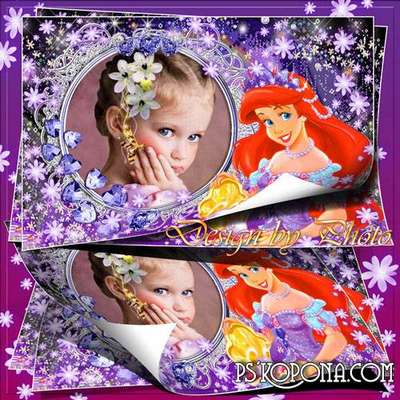 Baby photo frame - The little Mermaid Ariel. Transparent PNG Frame, PSD ...