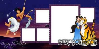 Baby photobook template psd with heroes of cartoon Aladdin » Photo ...