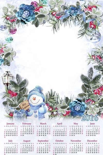 Free winter calendar photo frame PNG for 2016 - 6 PNG, English ...