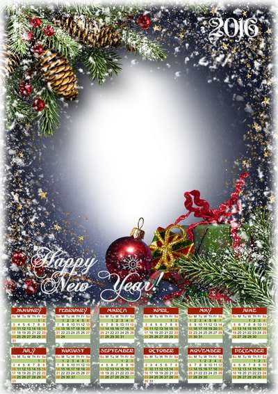 Free 2016 calendar template png - christmas holidays