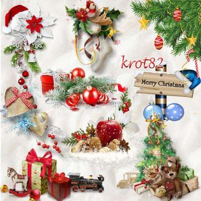 Christmas graphics png clusters - Christmas gifts, toys, other items png