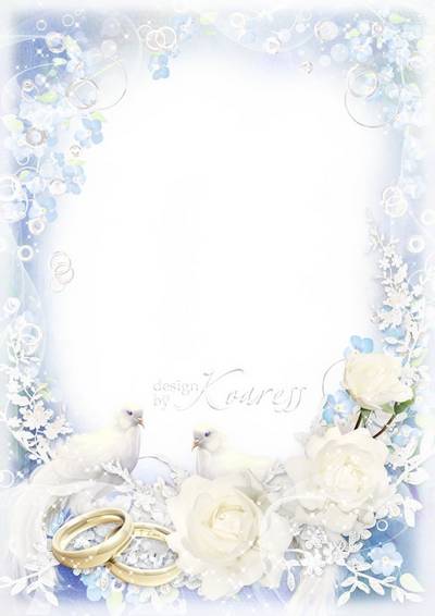 Free wedding png frame photo frame psd wedding white roses - Free ...