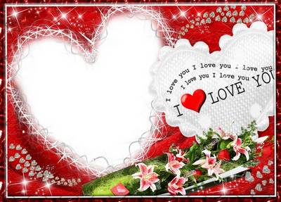 Delicate frame for lovers with ribbons and pink flowers-Love how the ...