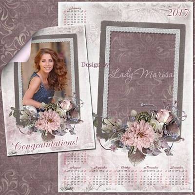 2016 and 2017 Photo Calendar PSD temlate for Photoshop with Vintage ...