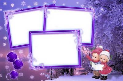 Collection of winter and Christmas frames for kids - Hello, winter
