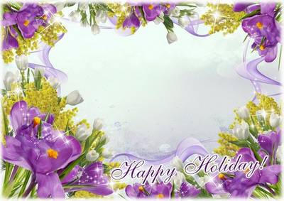 Download Floral Photo frame psd - beautiful spring crocuses