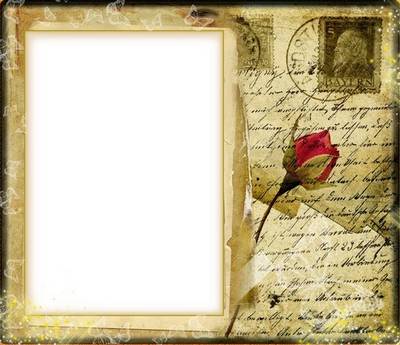 Photoshop frame PSD PNG files - Vintage rose and butterfly. Transparent ...