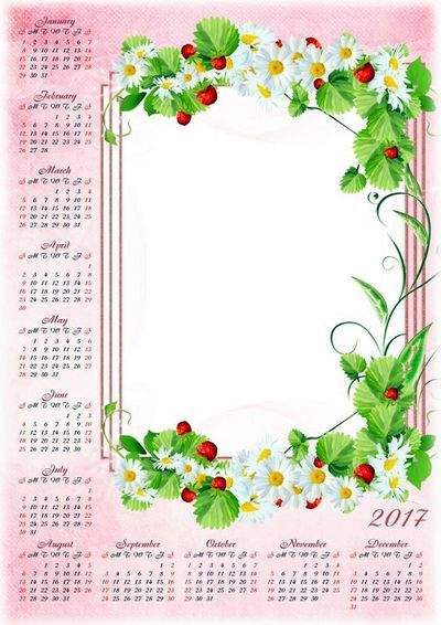 2016 and 2017 Photo Calendar PSD temlate for Photoshop with Vintage ...