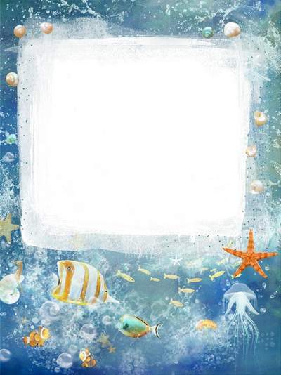 Sea frame with colorful exotic fish