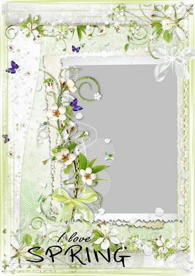 Spring frame multilayer PSD Template for Photoshop - I love spring
