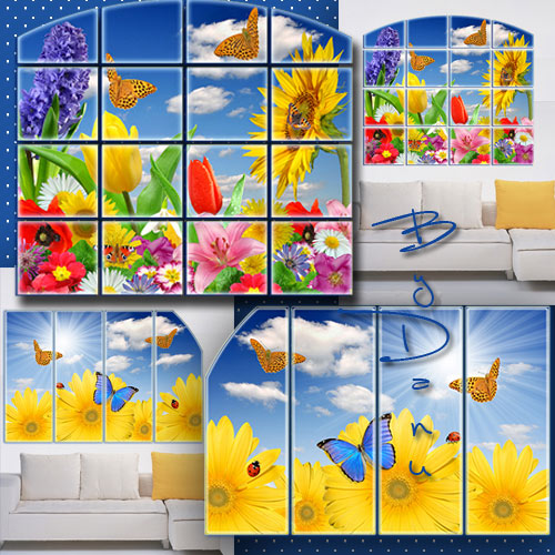 Two polyptych in PSD format - Landscapes on oil canvas. PSD file free ...