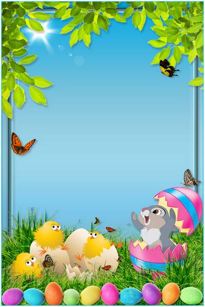 Children's Easter Frame for Photoshop - Winnie the Pooh and all, all, all