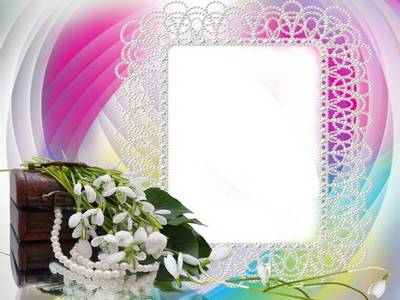 Delicate spring photo frame psd template for female photos - Pearl