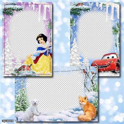 Free winter childrens psd frame template for decoration kids photos ...