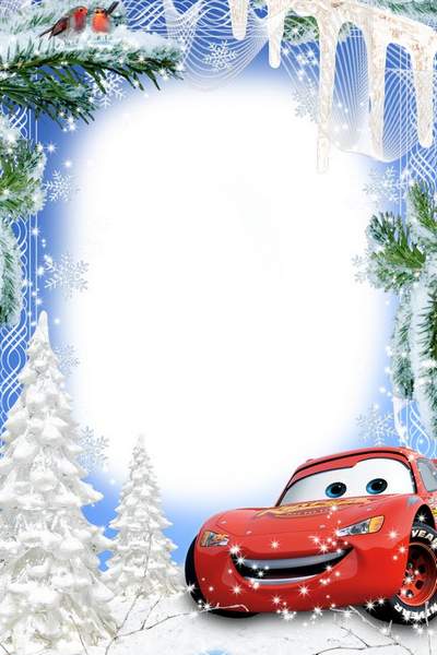 Kids Winter picture frames 3 psd + 3 png with cartoon heroes disney ...