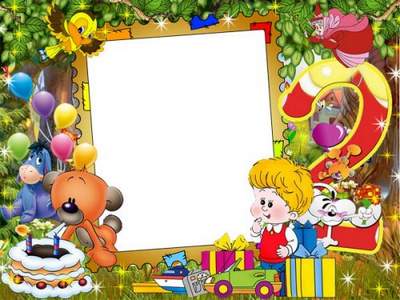 Kids Photo Frame Flowers and gifts on his birthday