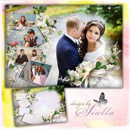 Wedding frame download - Wedding photo frame collage for 5 photos (psd ...