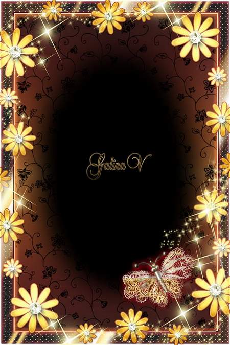 Glamour photo frame template - Pink Orchids