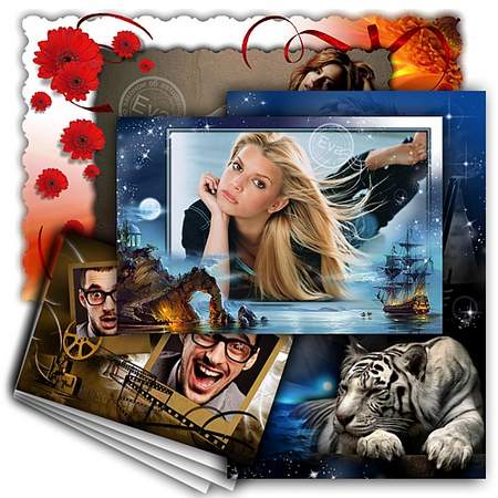 Photoshop frame download - 4 psd frame + 4 png frame (free photo frame)