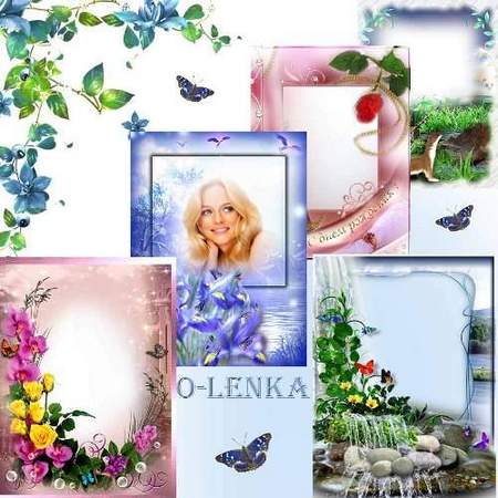 Vase of flowers, photo frame for photoshop
