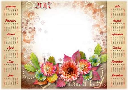 2017 Autumn Calendar frame psd for template for Photoshop download