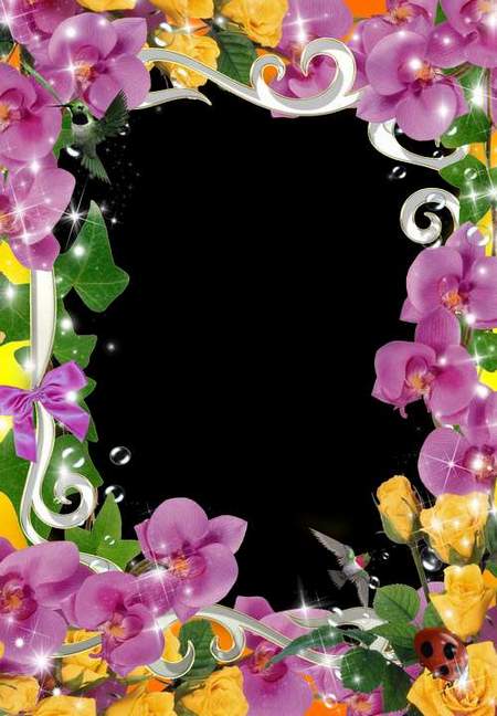 Flower frame for Photoshop - Bright feeling (free frame psd + free ...