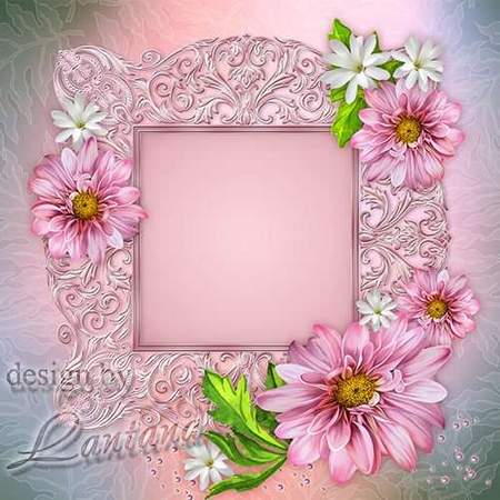 Flower Frame for photoshop - Pink tulips ( free Flower photo frame psd ...