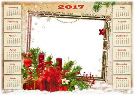 free 2017 Calendar-frame psd winter holidays free download. Calendar ...