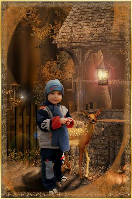 Child psd template - Autumn walk ( free psd file, free download )