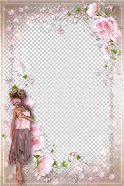 Romantic frame with pink roses - Pink elegance ( free photo frame psd ...