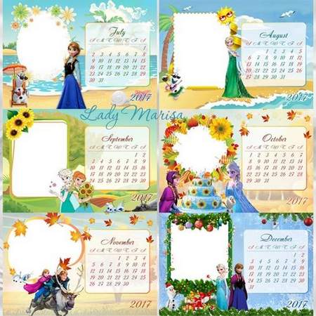 2017 Frozen Loose-leaf calendar psd ( free Calendar 12 psd files, free ...