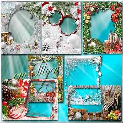 A set of Christmas photo frames png - Bright colors of the magic ...