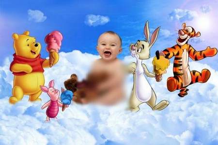 Cool child template PSD - Winnie the Pooh ( free psd file, free download )