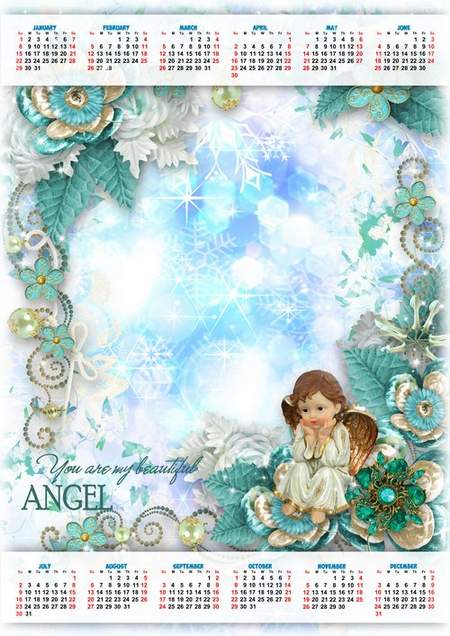 2017 Calendar frame psd - You are my beautiful angel ( free calendar ...