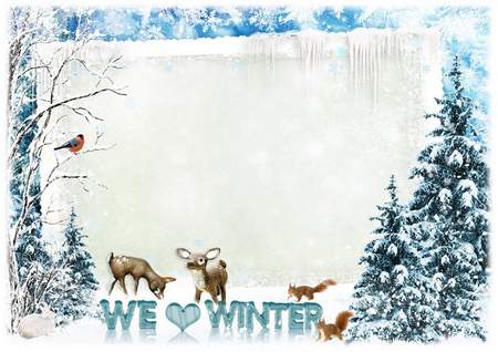 Winter photo frame psd download - We love winter ( free Winter photo ...