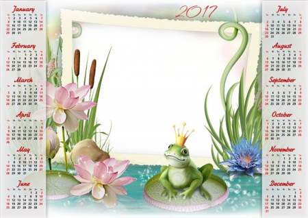 2017 Photoshop Calendar frame psd template - the frog Princess ( free ...