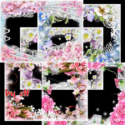 Set of layered photo frames for Photoshop - Waiting for spring