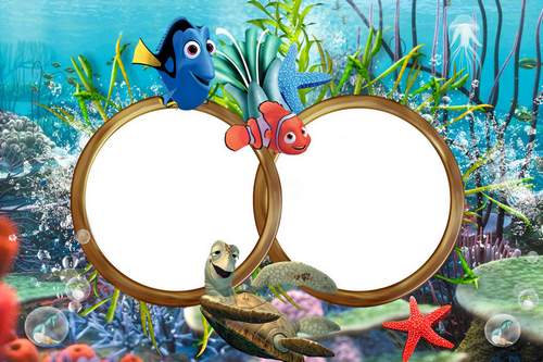 Children's sea frame psd for photoshop with the heroes Nemo download