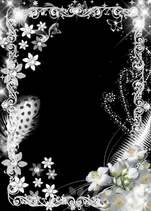 Frame for photo with white flowerses ( free flower photo frame psd ...