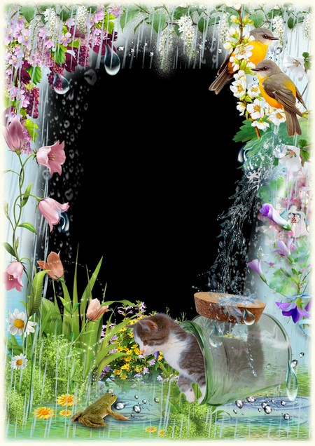 Photo Frame for Photosop - Spring rain ( free photo frame psd + png ...