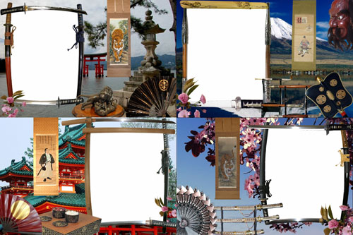 Oriental frames png, psd