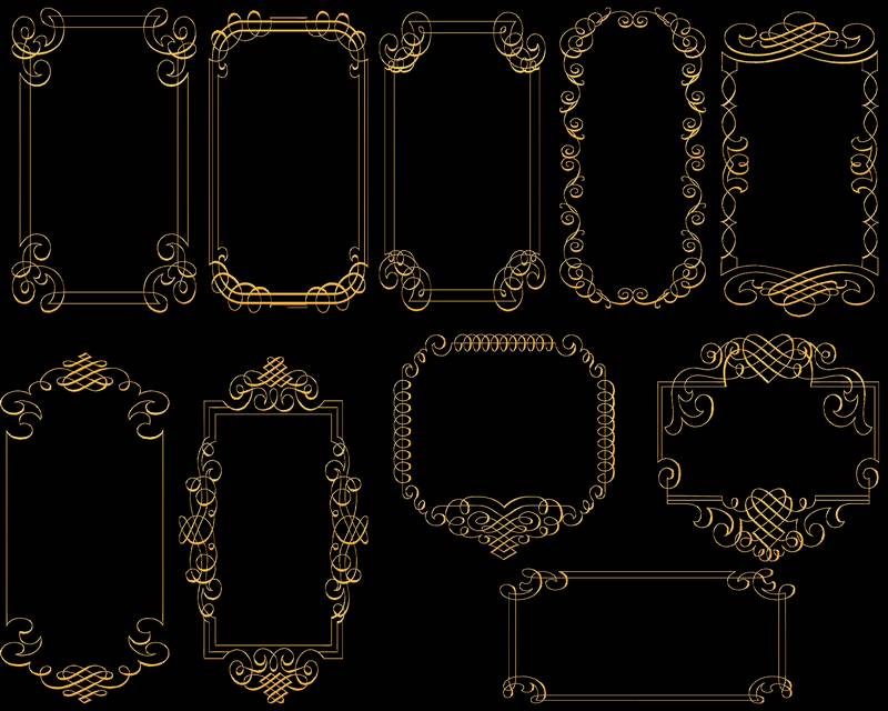 Shapes - Graceful gold frames ( 20 gold frames )