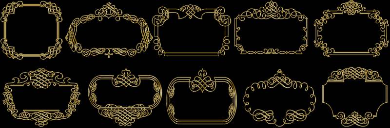 Shapes - Graceful gold frames ( 20 gold frames )