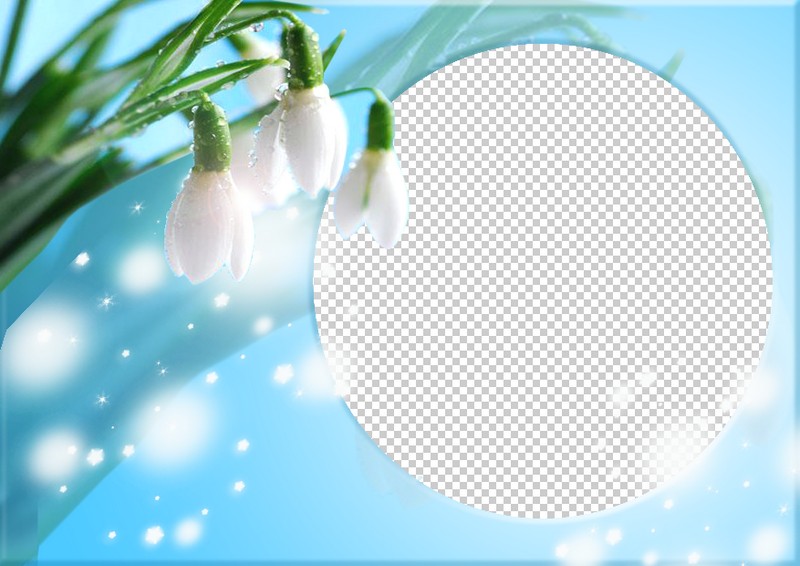 Good Morning! Photo frame template with snowdrops. ( frame psd png ...