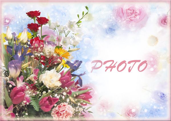 Frame for the photo - Beautiful bunch of flowers